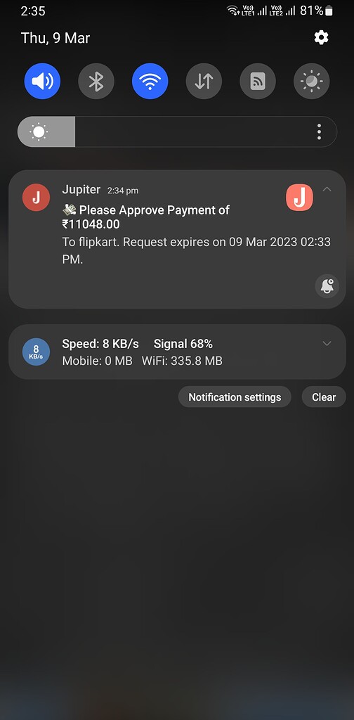 UPI Payment request notification - Help - Jupiter Community