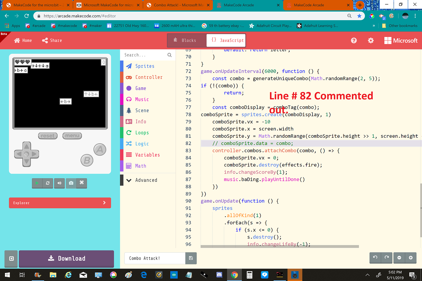 Combo Attack! (and button combination extension) - Arcade - Microsoft MakeCode