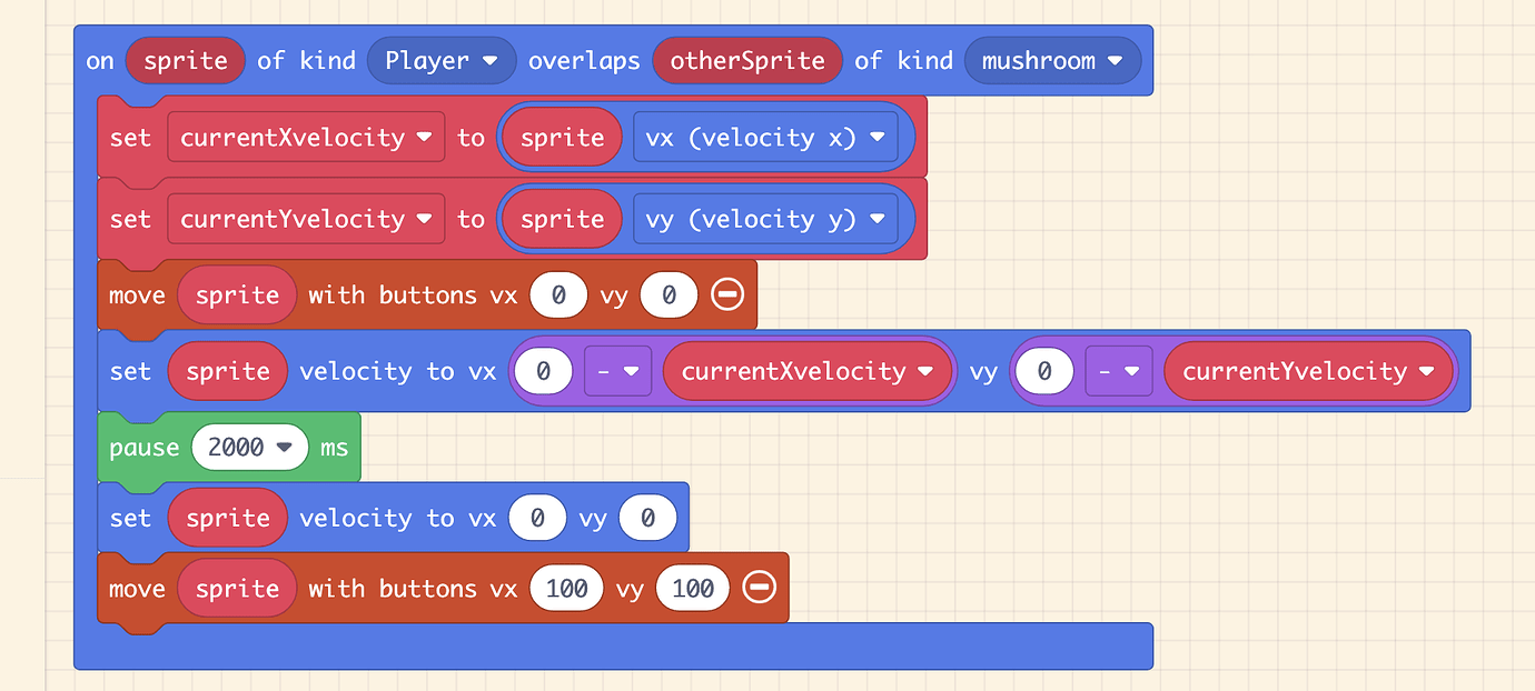 How to block player when hitting other sprite - Arcade - Microsoft MakeCode