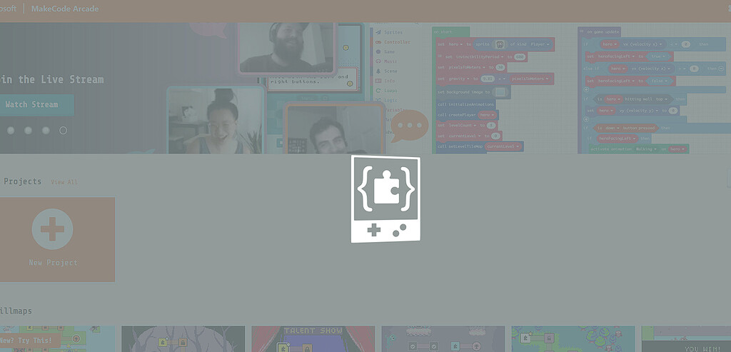 Makecode Arcade stuck on splash screen - Arcade - Microsoft MakeCode