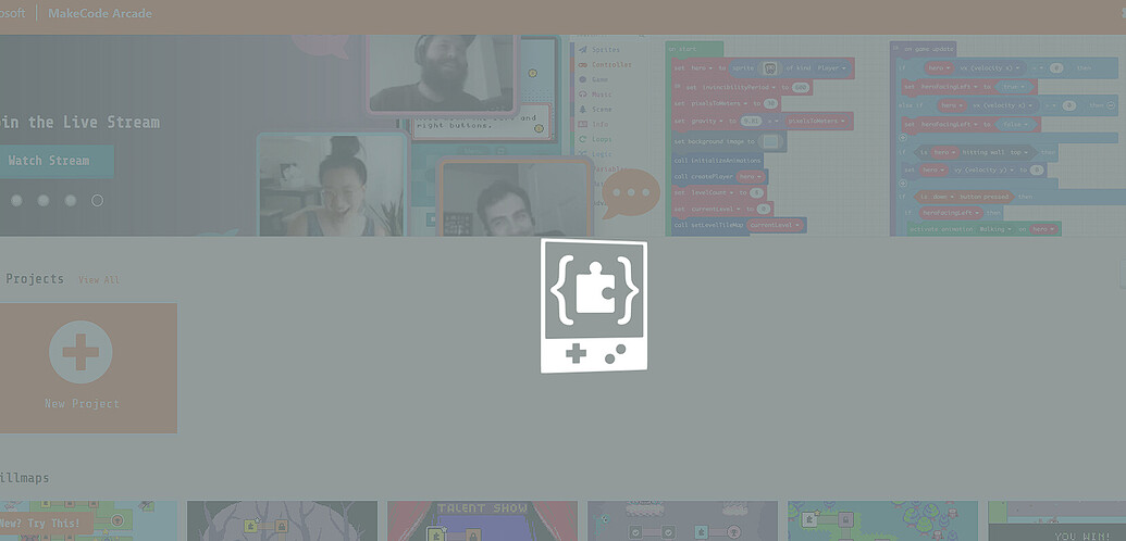 Makecode Arcade stuck on splash screen - Arcade - Microsoft MakeCode