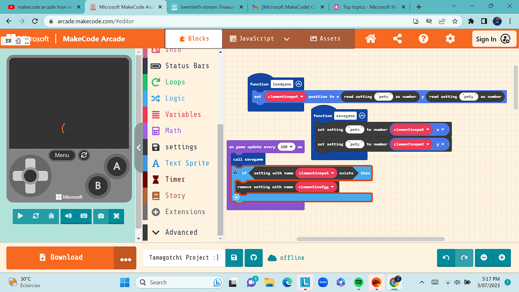 How do I use the settings extension in makecode arcade? - Help - Microsoft MakeCode