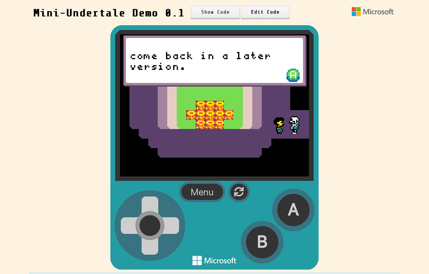 Mini-Undertale - Arcade - Microsoft MakeCode