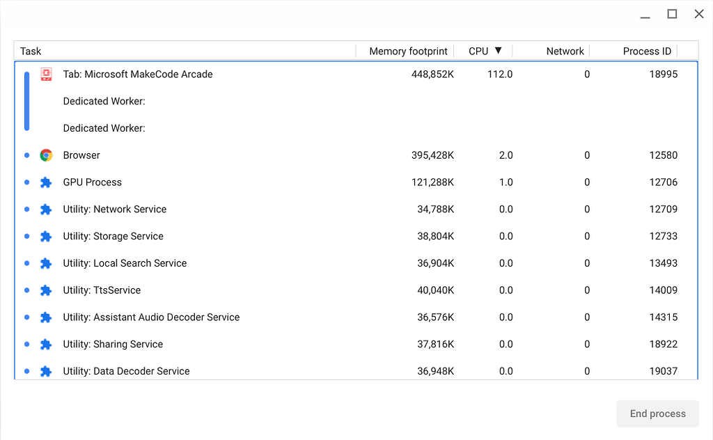 High CPU use for editor - Help - Microsoft MakeCode