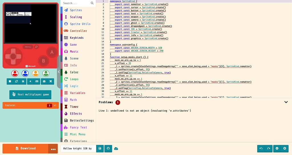 Really Weird Error Help Microsoft Makecode