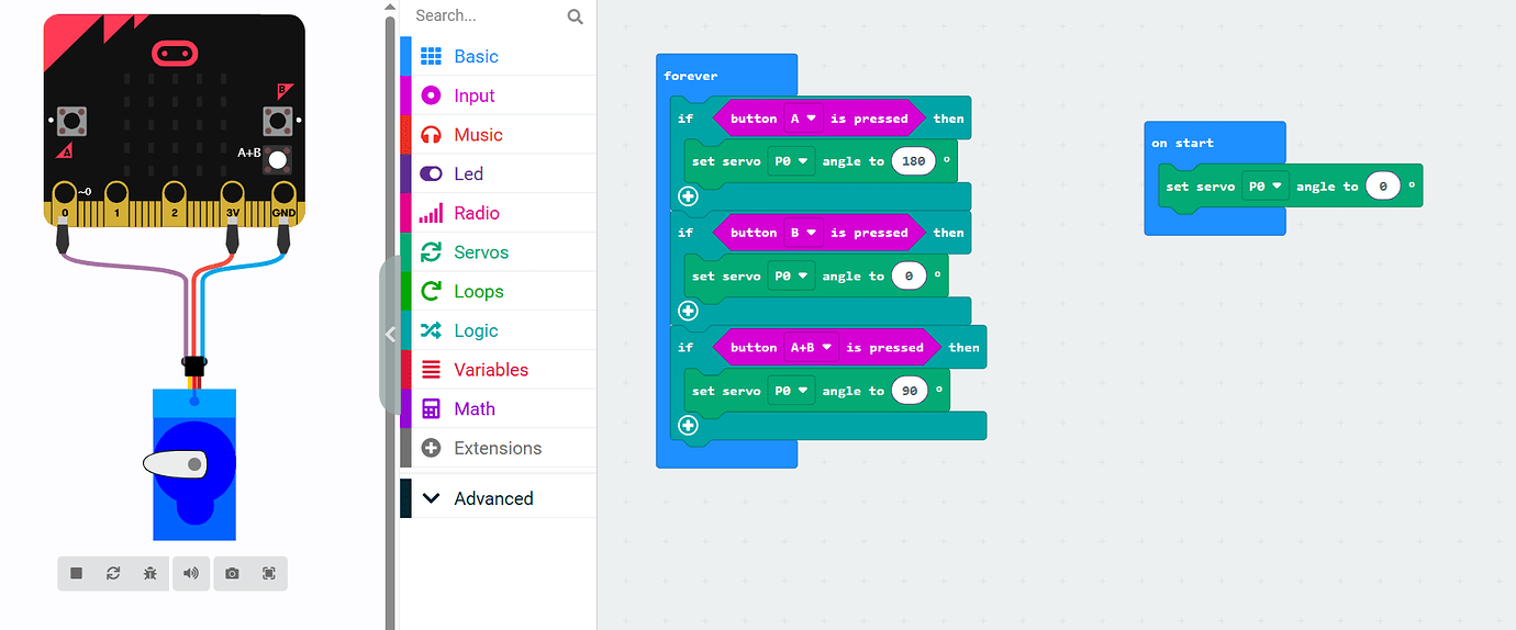 Servo SG90 Spin without control - micro:bit extensions - Microsoft MakeCode