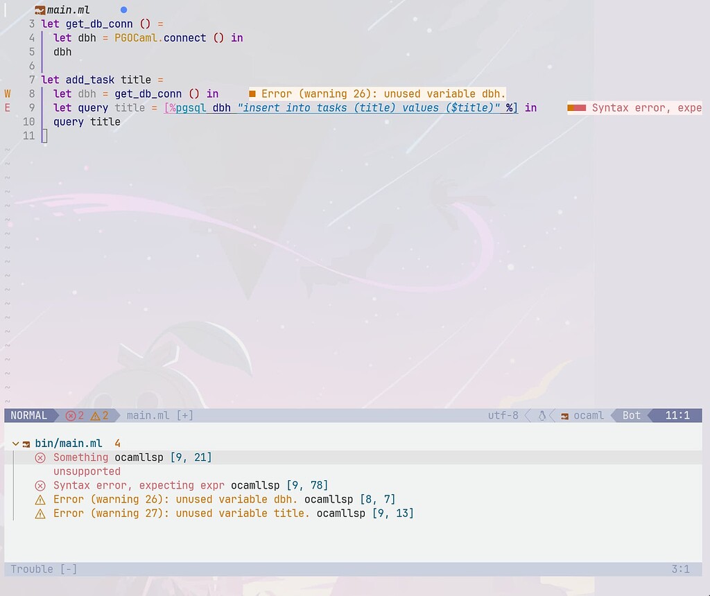 Make LSP in Neovim work nicely with PPX's? - Learning - OCaml