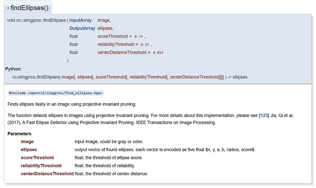 A fast ellipse detection method in OpenCV 4.7.0 - ximgproc - OpenCV