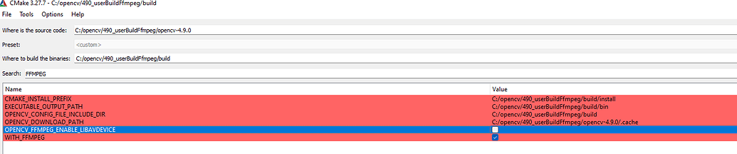 openCV - Method to use user-built ffmpeg in windows OS - C++ - OpenCV