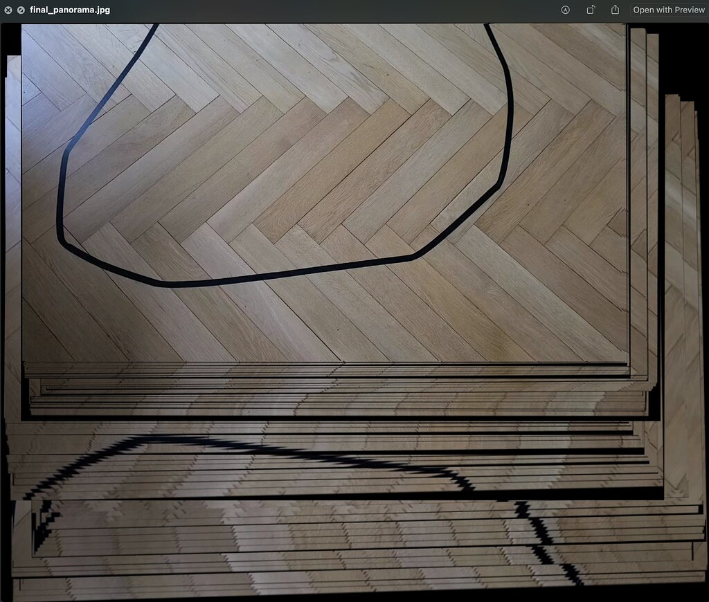 Panorama stitching issue - Python - OpenCV Panorama stitching issue - Python - OpenCV