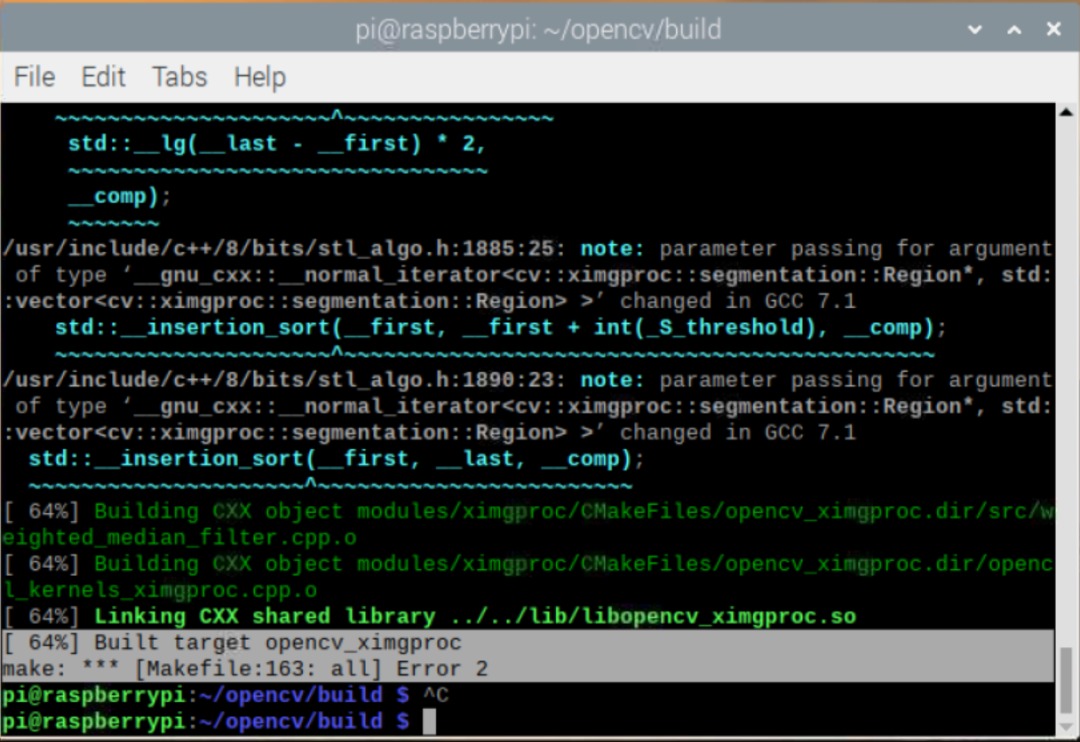 Make: *** [Makefile:163: all] Error 2 - Python - OpenCV