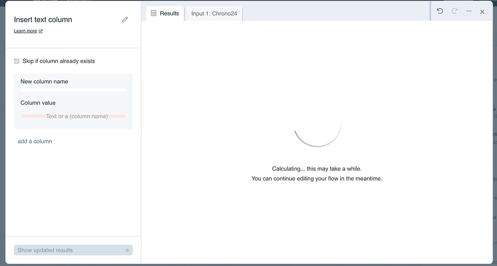 Insert Text Column stuck loading - Ask a question - Parabola support forum