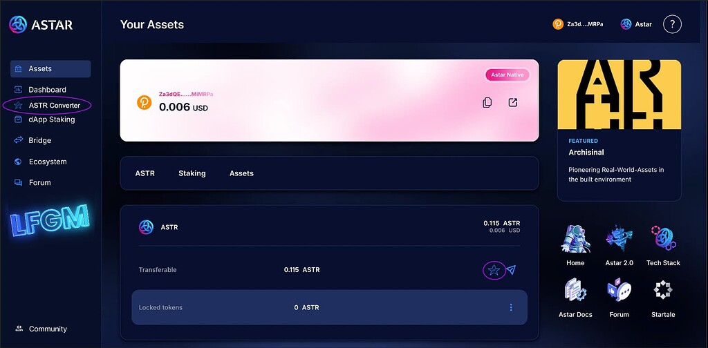 UX possible upgrade (ASTR CONVERTER section) to convert ASTR EVM/NATIVE ...