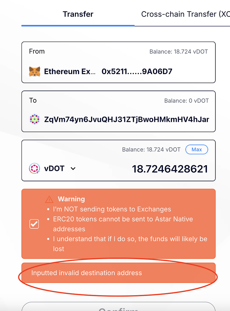 Why can not bridge vDOT from Astar EVM to Astar native - Astar - Astar ...