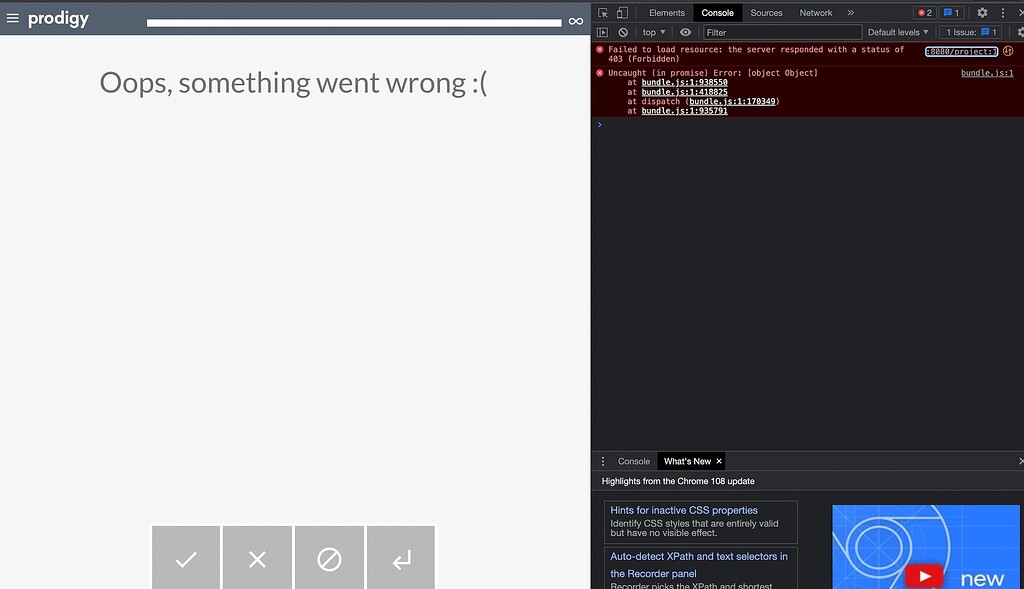 Prodigy returning 403 in Browser's developer console - usage - Prodigy Support