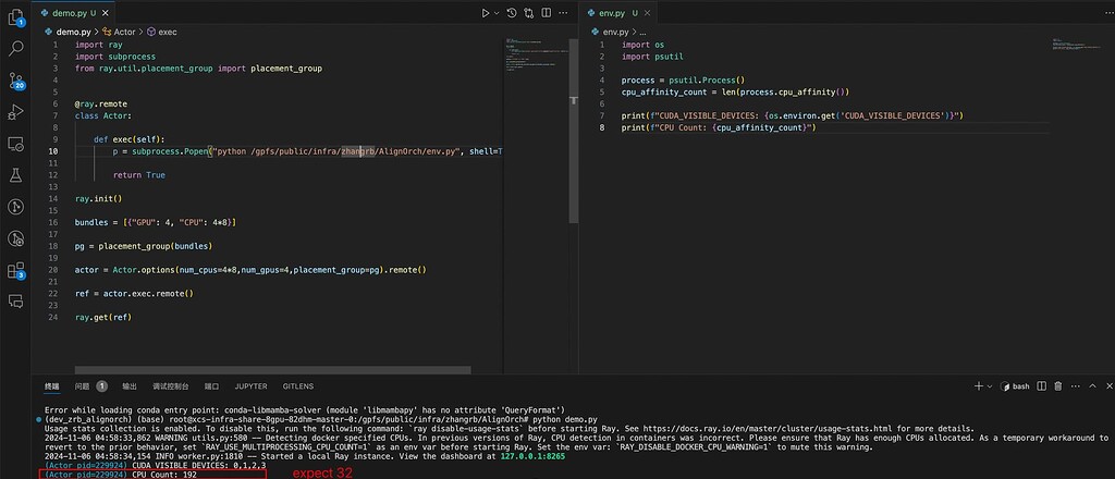 Ray actor CPU affinity - Ray Core - Ray
