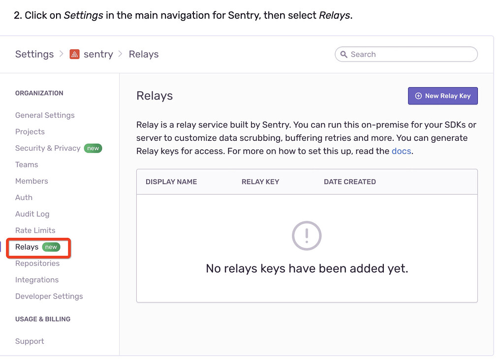 How to intergate the relay feature - On-Premise - #sentry
