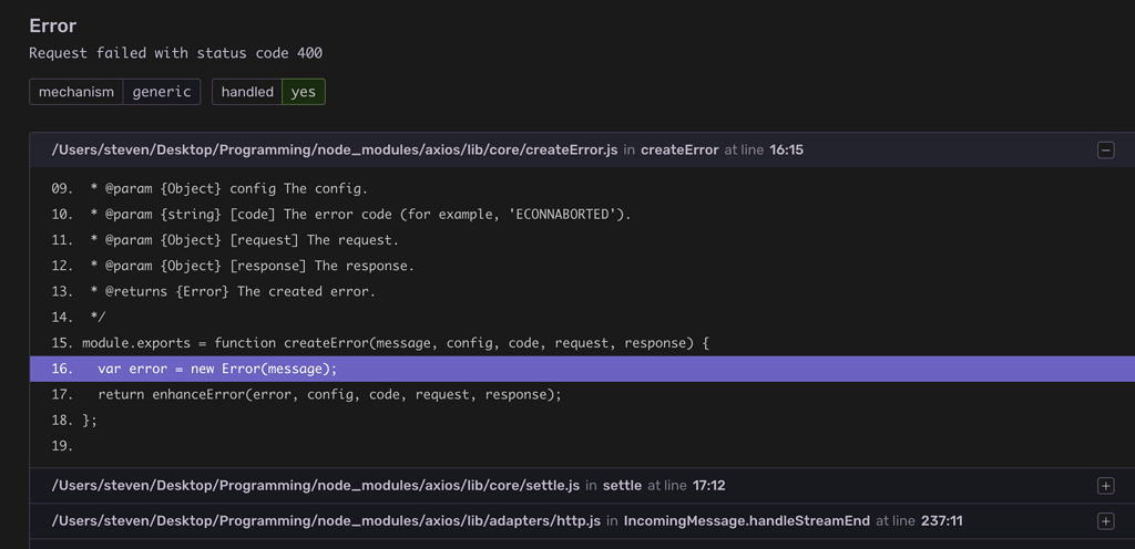 Error Object details not showing up in Sentry? - SDKs - #sentry