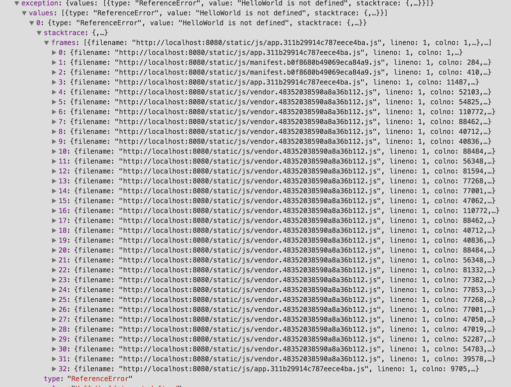 Sentry not use the newest stack trace frame - #sentry