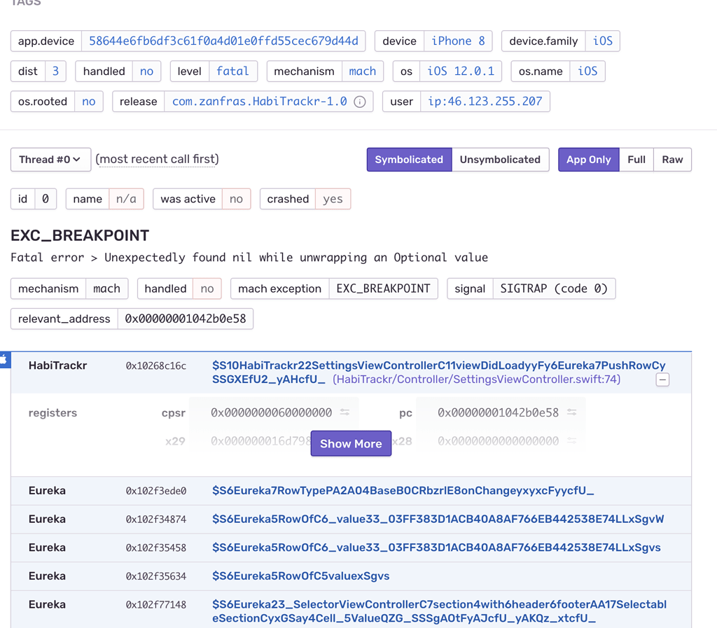 iOS Swift crash reporting symbols - SDKs - #sentry