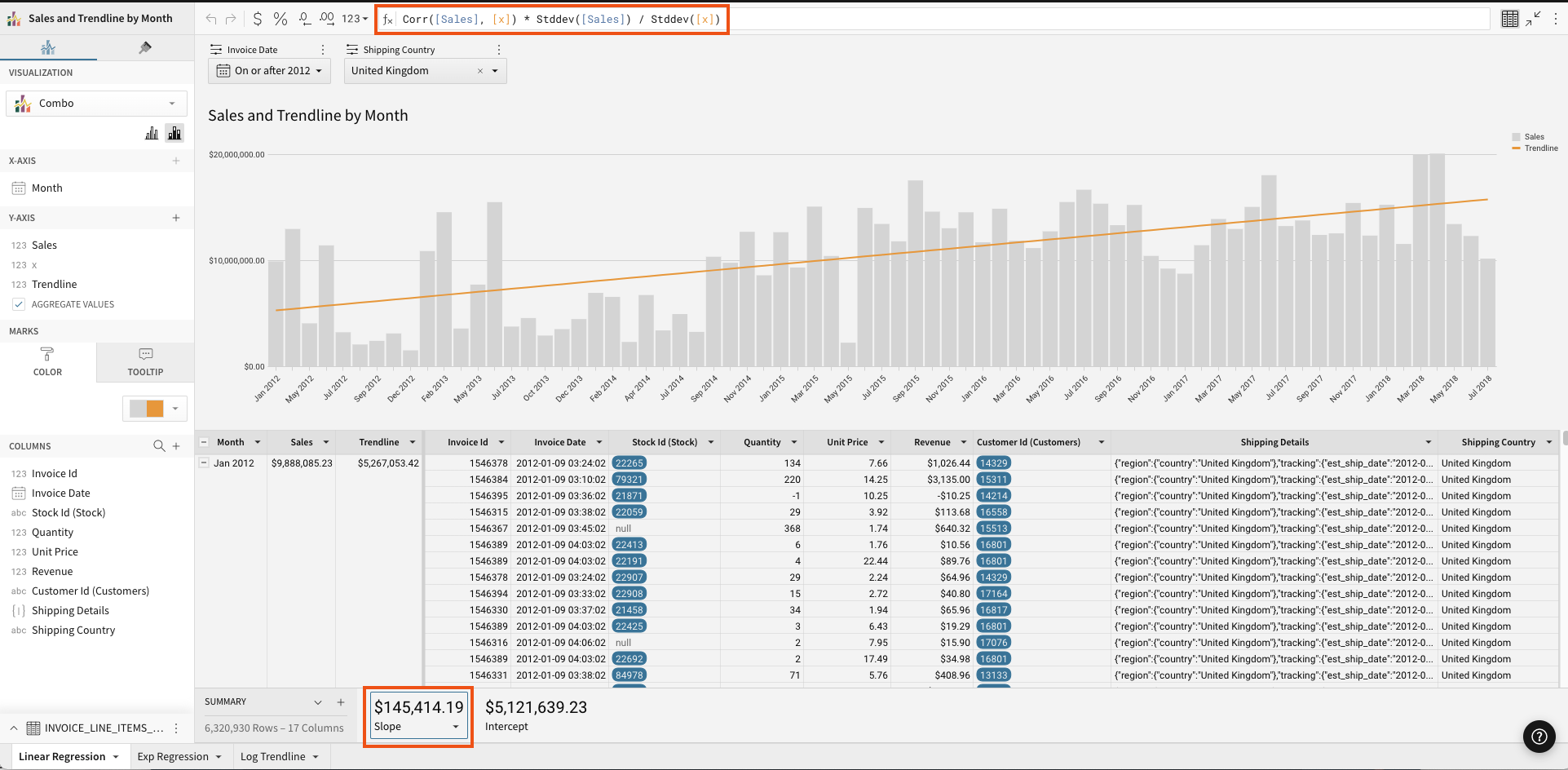 How to create a linear regression in Sigma - Sigma Formulas and ...