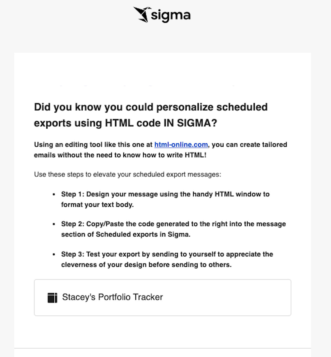 Format Scheduled Export Messages using HTML - Schedules and Exports ...