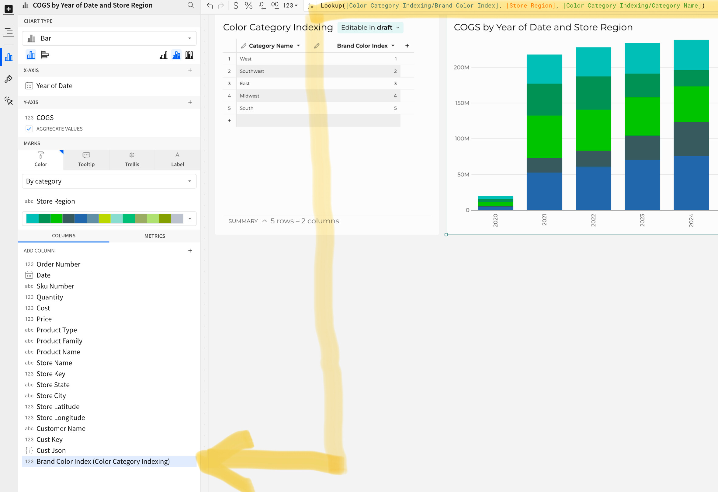 Assign same colors to same column values across many visualizations ...