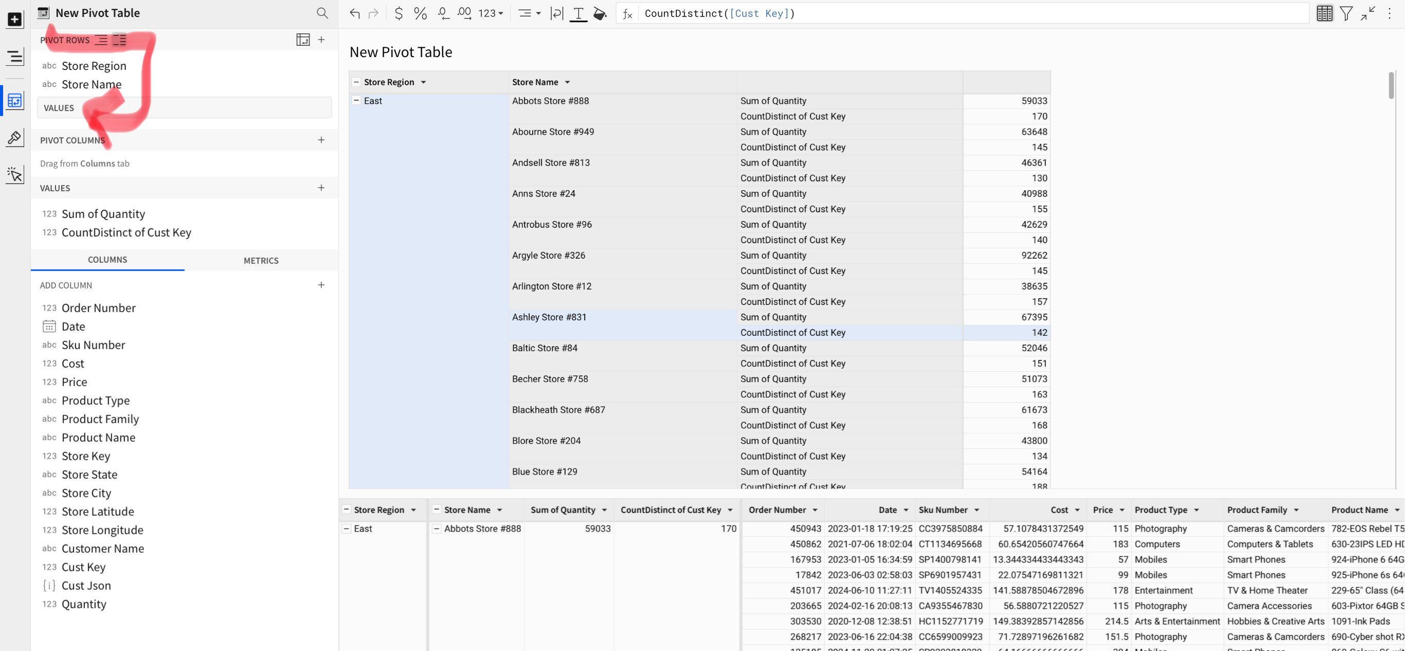 Showing Metrics/Values on Rows in a Pivot Table - Ideas - Sigma Community