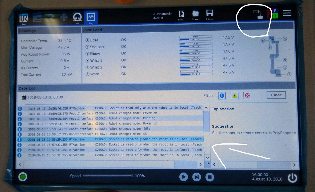 e-Series: Remote & Local Control UI issue - Robot Communication ...