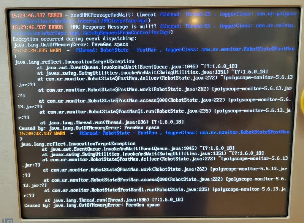 Polyscope freeze / java.lang.OutOfMemory - Technical Questions - Universal Robots Forum