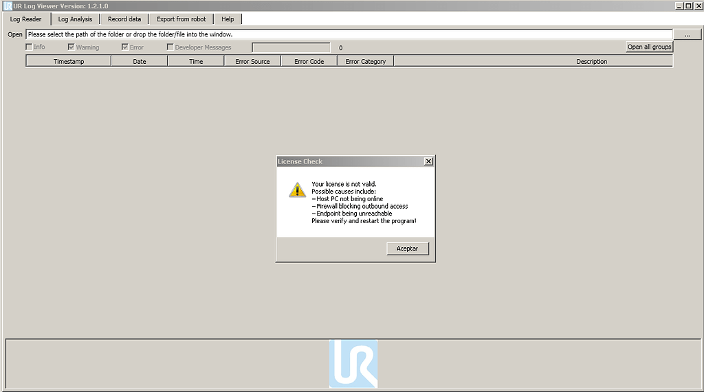 LogViewer Licence Check warning - Technical Questions - Universal ...