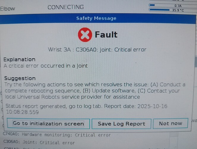 Joint fault during servoj loop - URScript - Universal Robots Forum