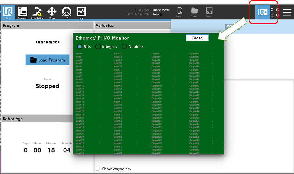 Urcap Sample Ethernet Ip Monitor Can Be Launched From Toolbar Urcap Development Universal