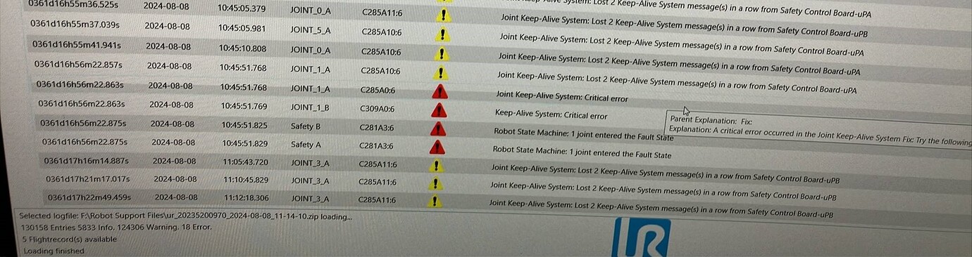 Robot Error Code (UR10E Softwareversion 5.16.1 - Technical Questions ...