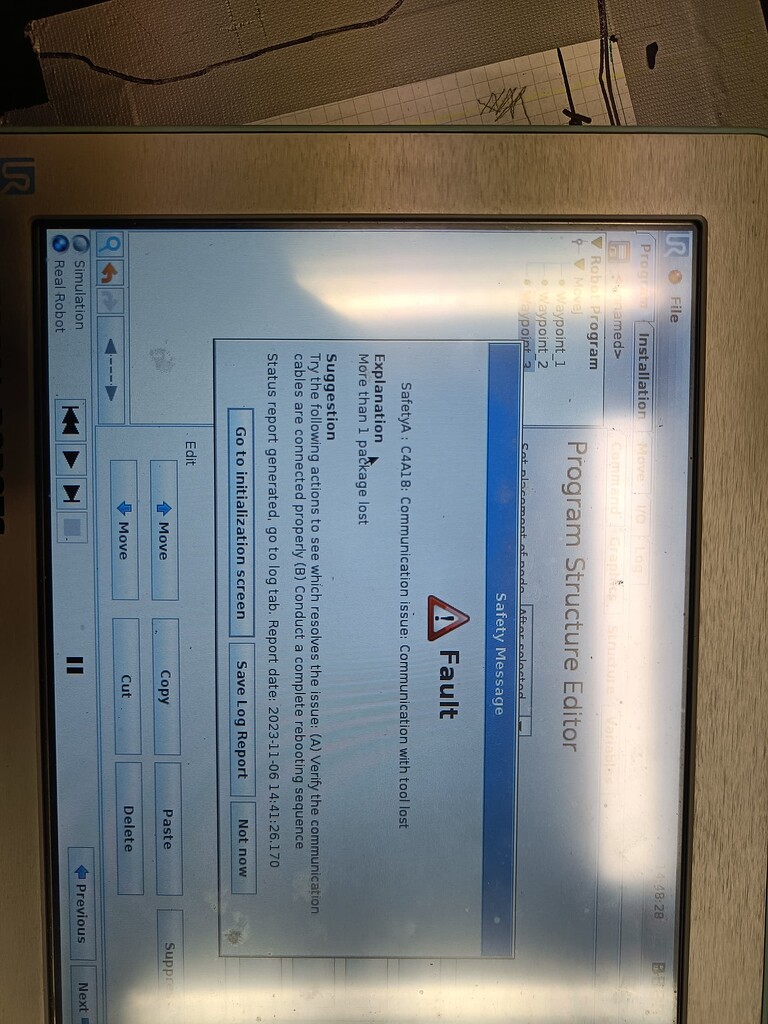 Fault: safety: C4A18 - Robot Communication - Universal Robots Forum