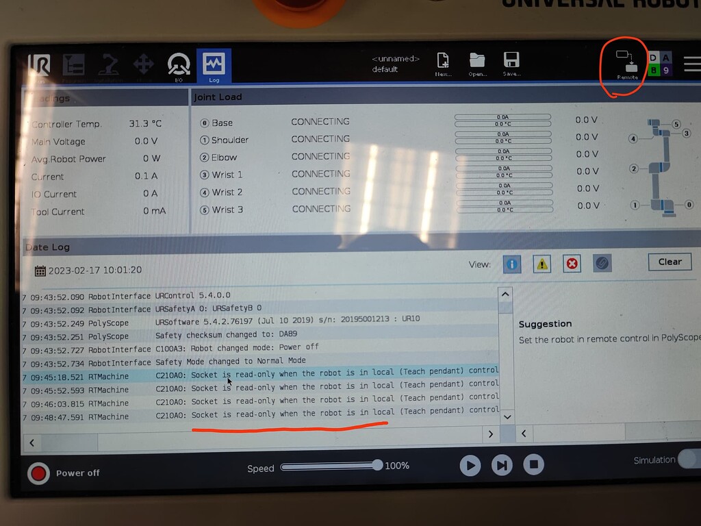 Robot cannot be moved via Client Interface although in Remote Mode - Robot Communication ...
