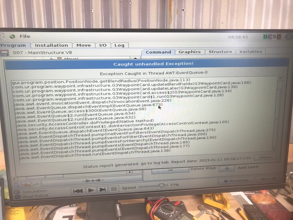 PolyScope waypoint error - Technical Questions - Universal Robots Forum