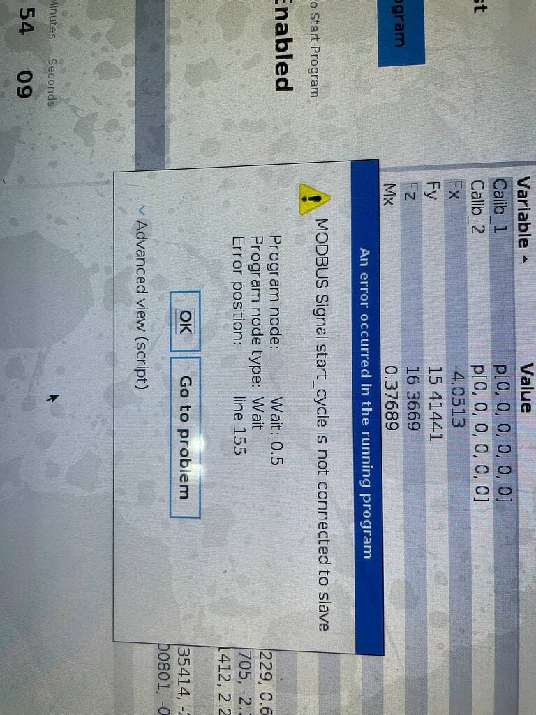 Modbus signal not connected to slave - Robot Communication - Universal ...