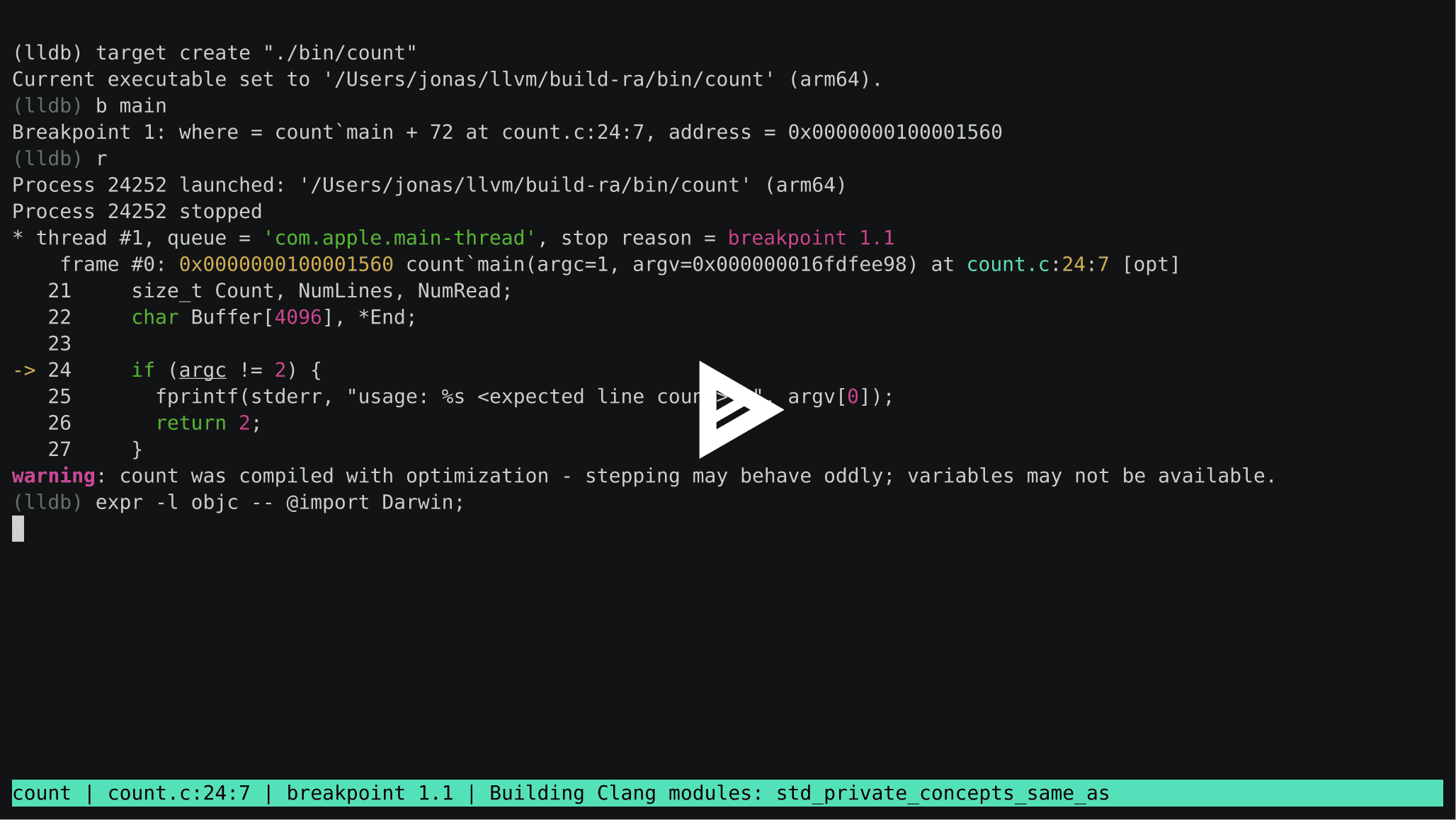 RFC: LLDB Statusline - LLDB - LLVM Discussion Forums