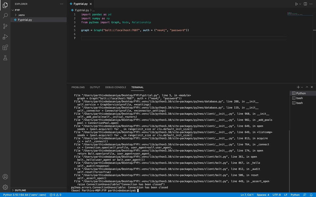 Accessing Neo4j using py2neo - Python - Neo4j Online Community