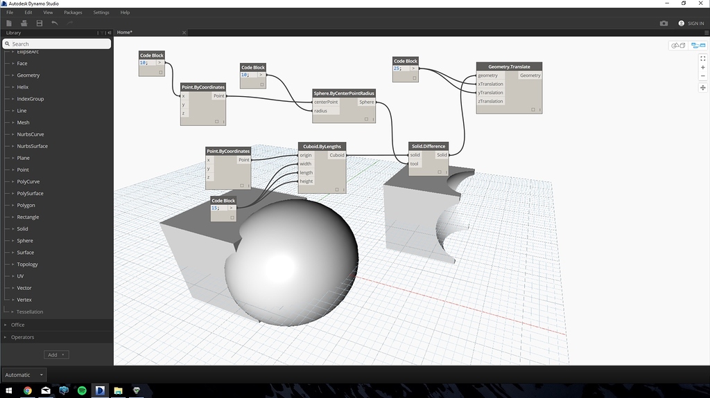 Difference function - removing compared solids - Packages - Dynamo