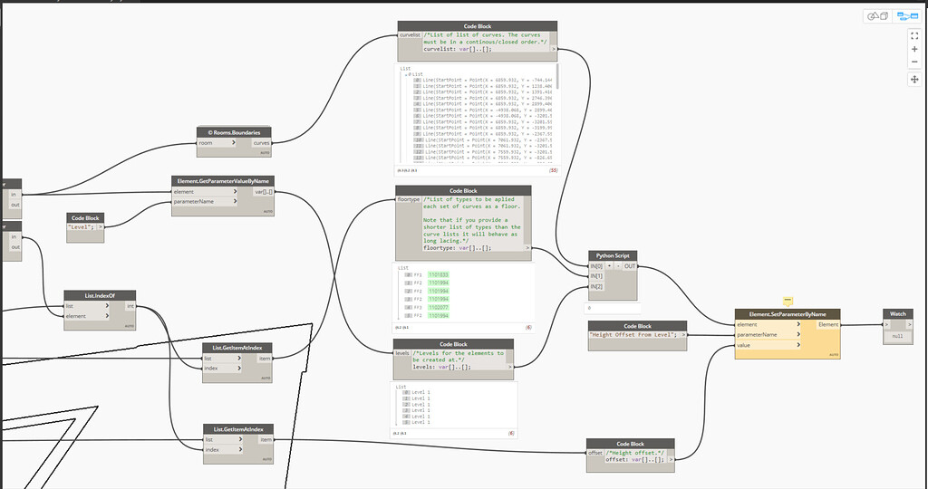 Floor finishes by Revit room boundary - Script Issue - Revit - Dynamo