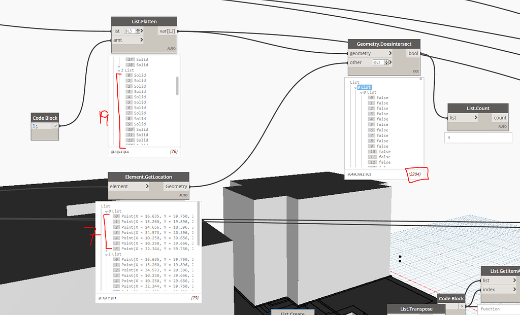 Using Geometry.doesintersect with lists - Lists-Logic - Dynamo