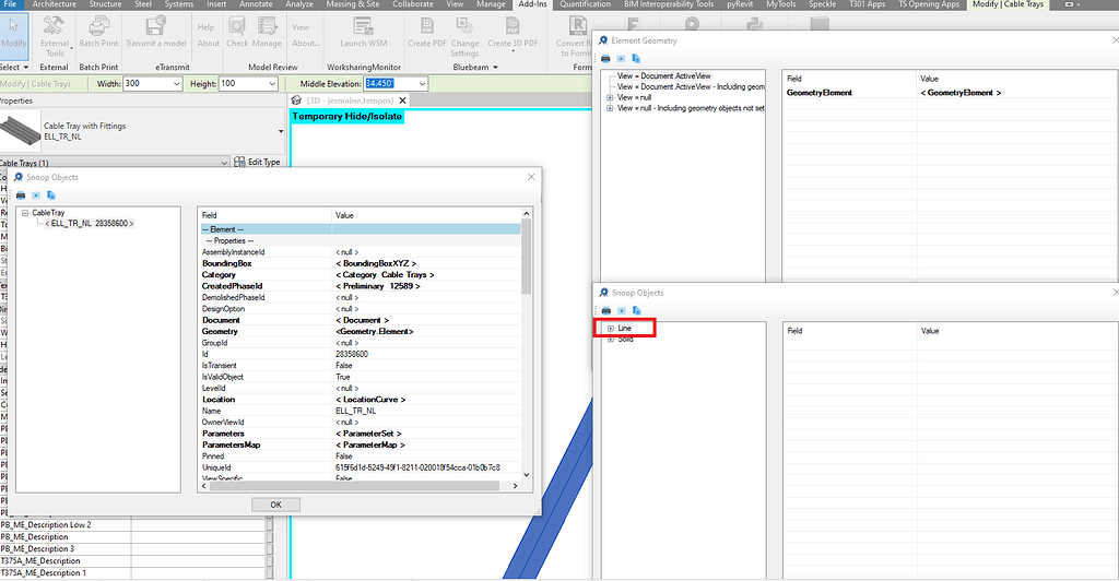 Get the centre line of a cable tray using python - Revit - Dynamo