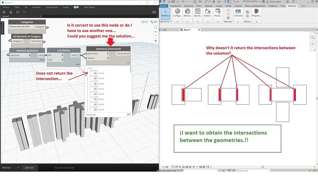 Problem when obtaining only the geometric intersections - Revit - Dynamo