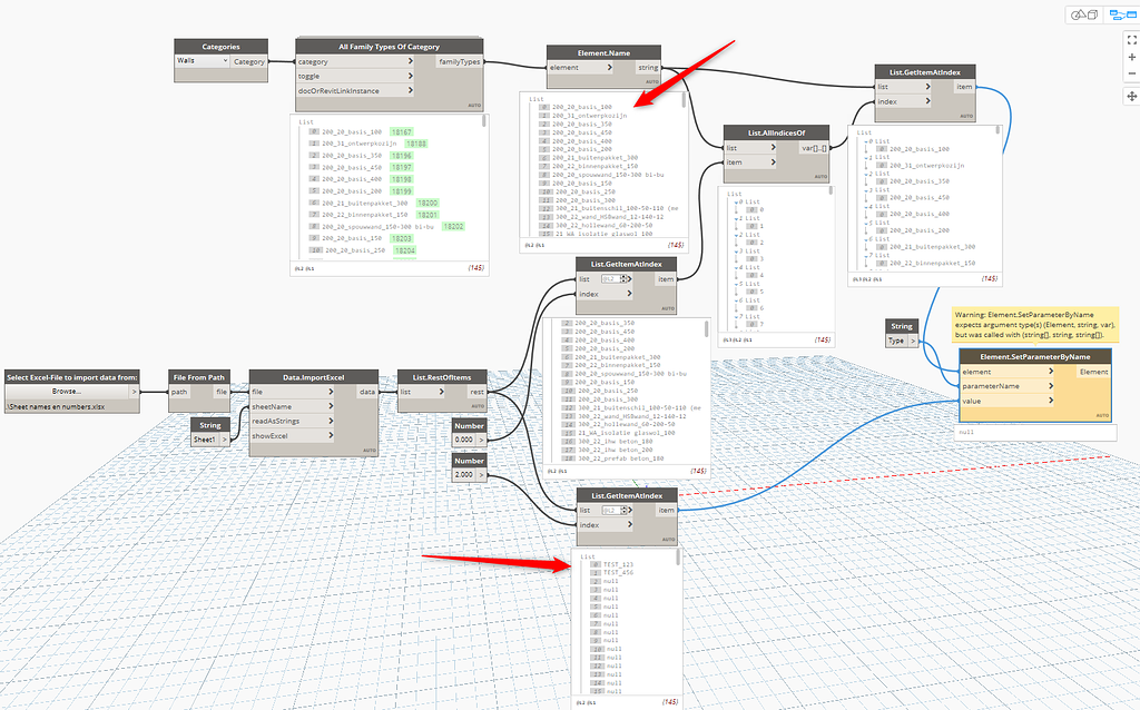 Change Wall Type Names using Excel - Revit - Dynamo