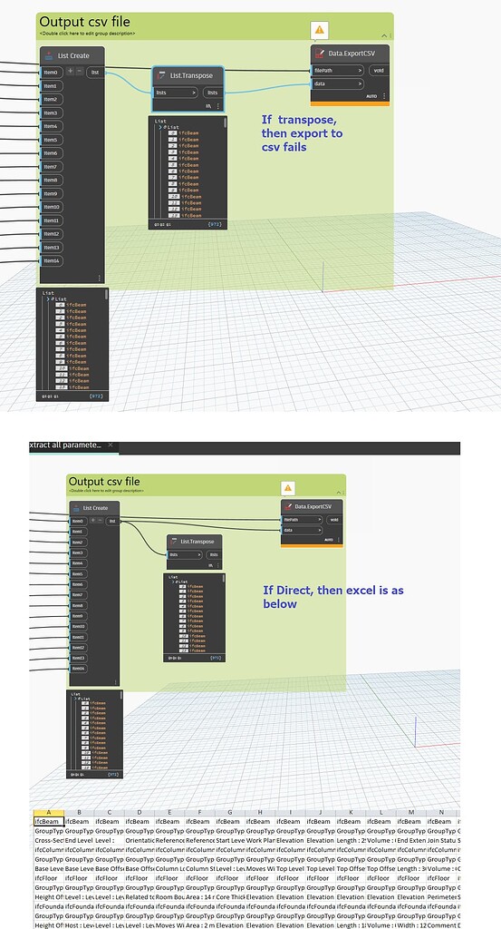 Export to csv failed - Revit - Dynamo