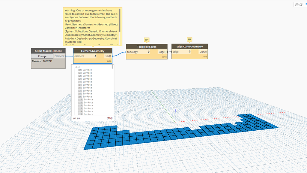 Geometry conversion warning when selecting from Revit - Revit - Dynamo