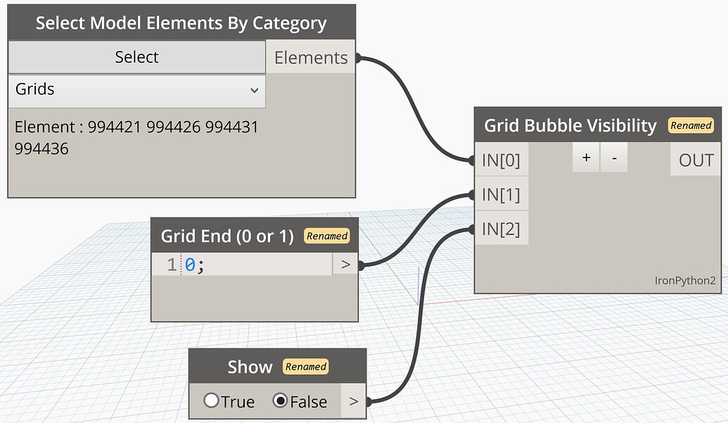 Select grids and turn on / off the bubble - Revit - Dynamo