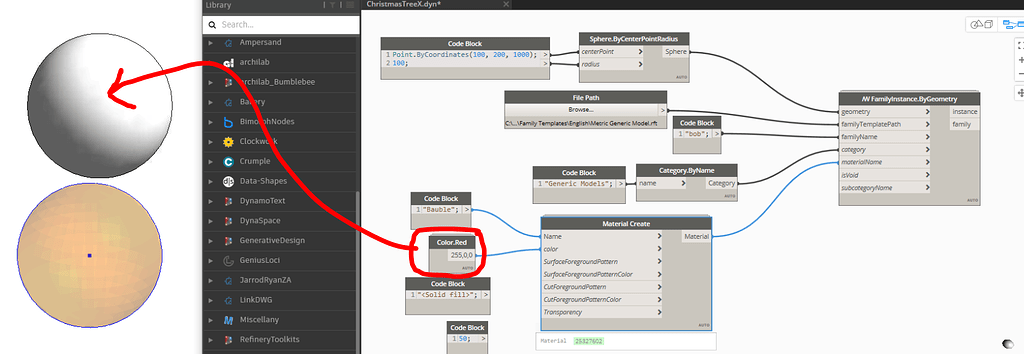 Why is my sphere not red? - Revit - Dynamo